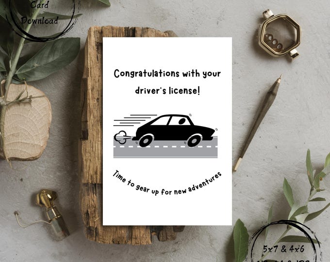 New Driver Congratulations Card: Funny Car Design (digital Download) - Etsy