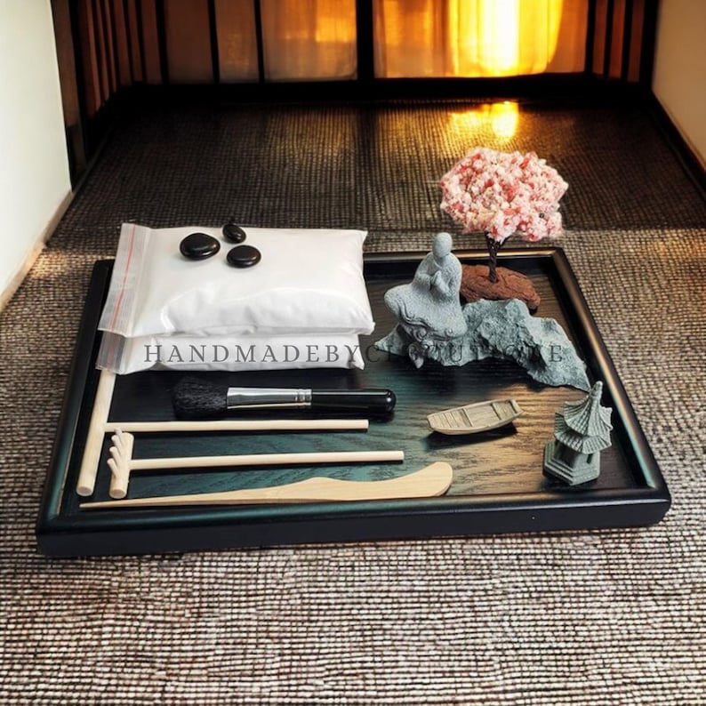Miniature Zen Garden Natural Stone DIY Kit Relaxation Sand Art ...
