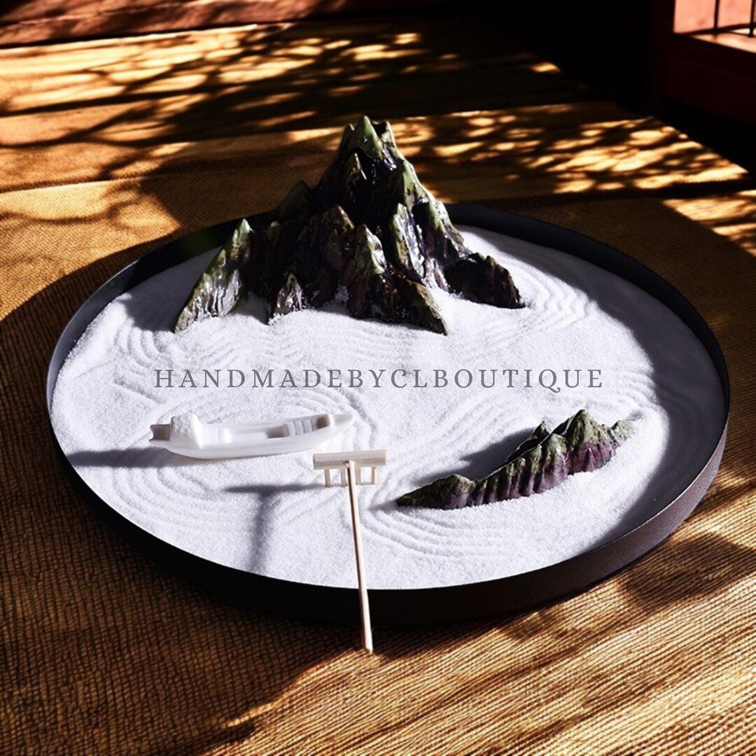 Rounded Miniature Zen Garden Kit Buddha Crafts DIY Trees Desktop Sand ...