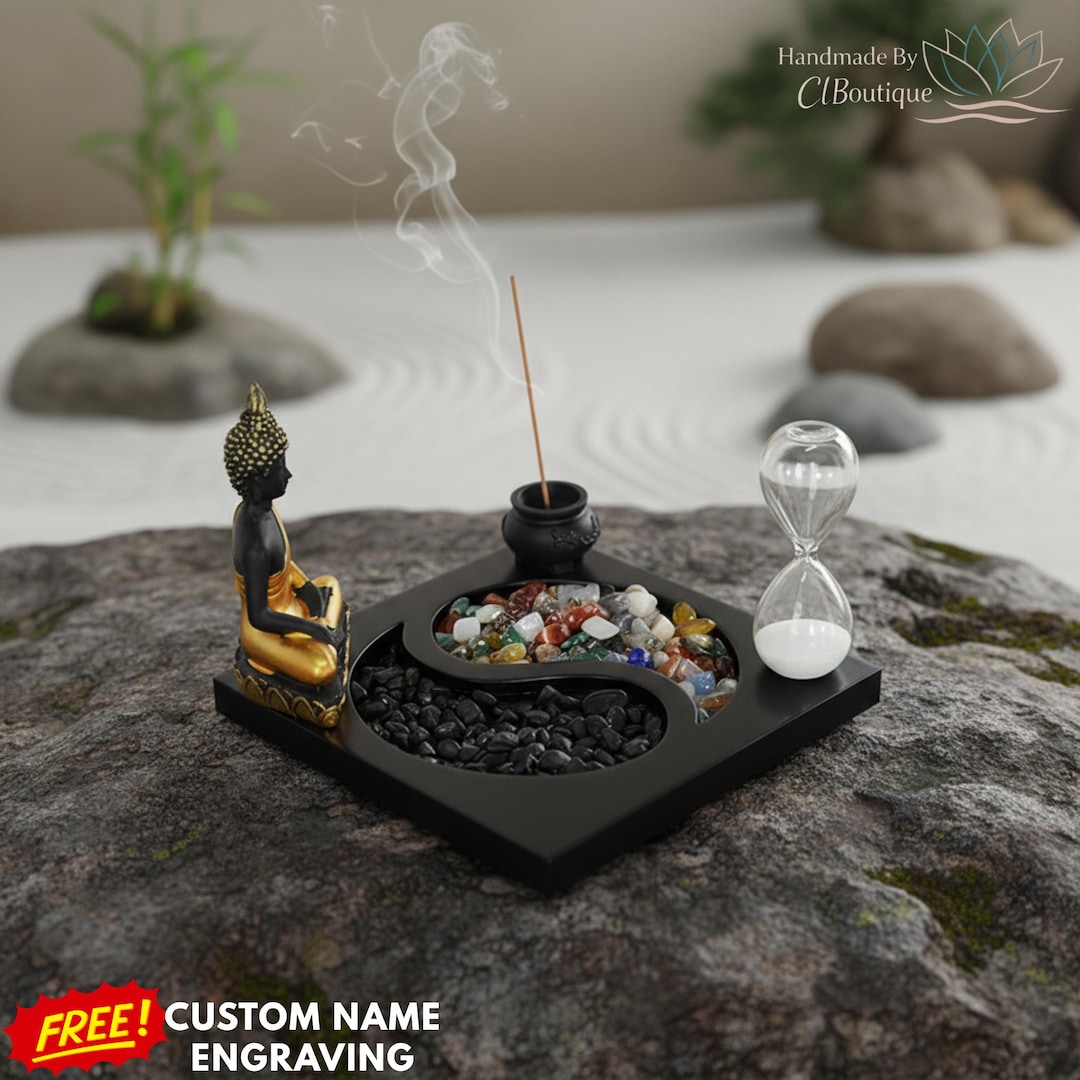Handmade Yin-yang Zen Garden – Buddha Hourglass Incense Tray With ...
