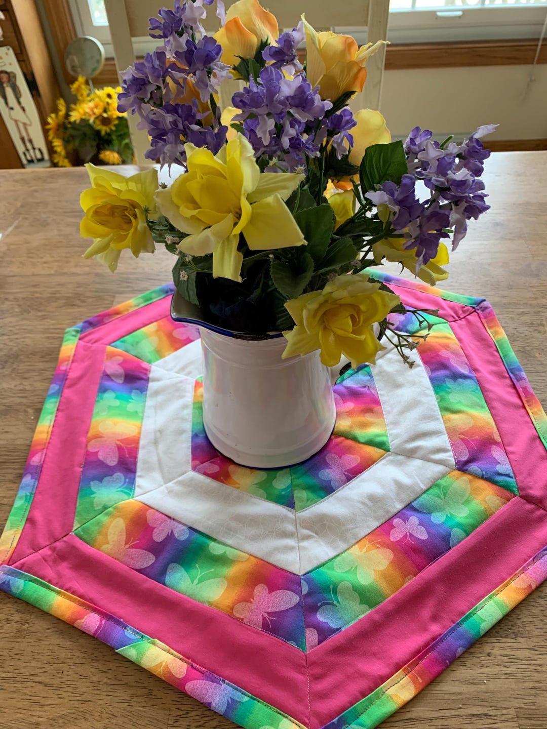 Easter Octagon Table Topper Quilted/quilted Spring Octagon Table Runner ...