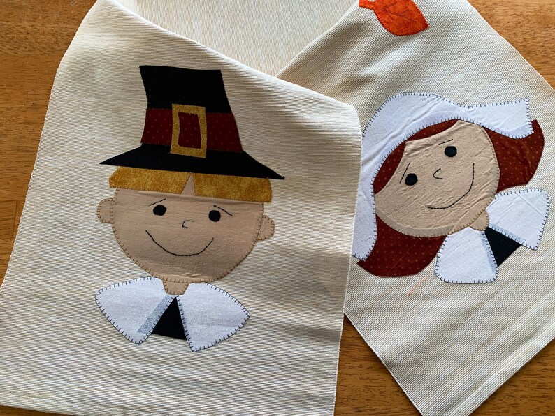Appliquéd Pilgrims Thanksgiving Table Runner - Etsy