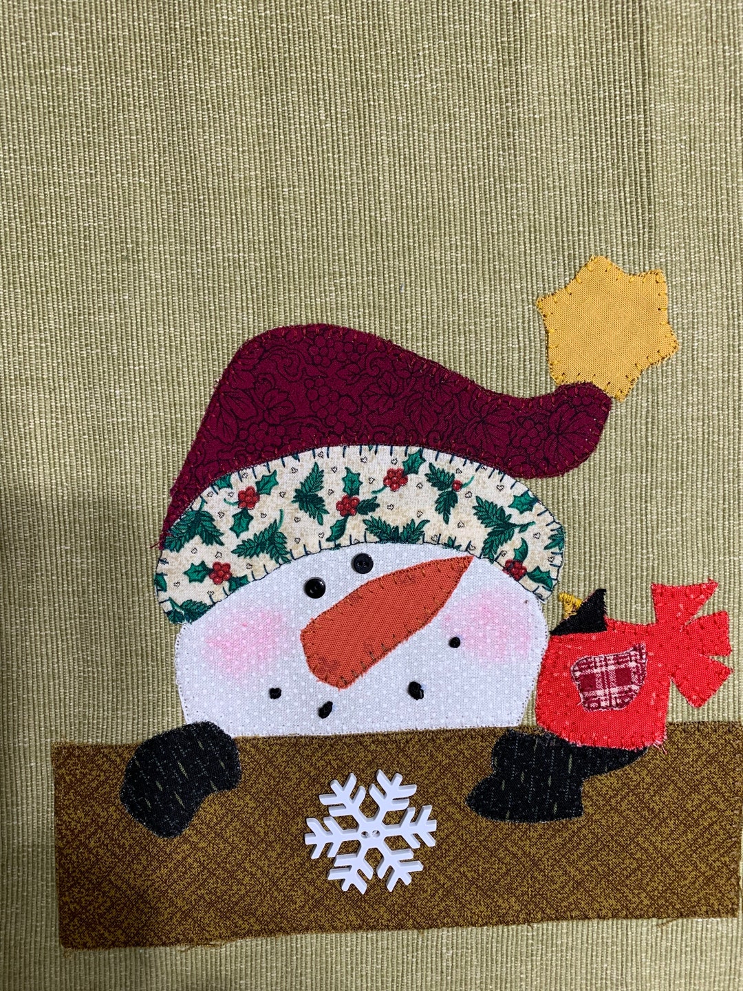 Snowman Applique Placemat/appliqued Snowman Placemat - Etsy