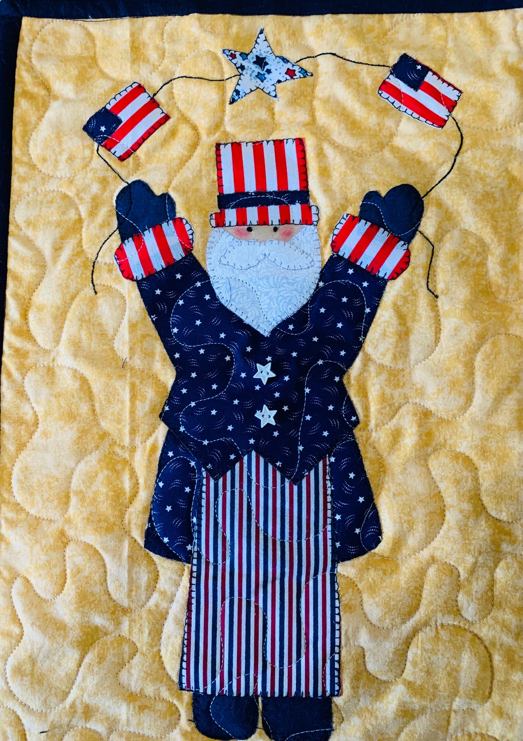 Quilted Appliquéd Uncle Sam Wall Warmer/americana Uncle Sam Mini Wall Quilt - Etsy