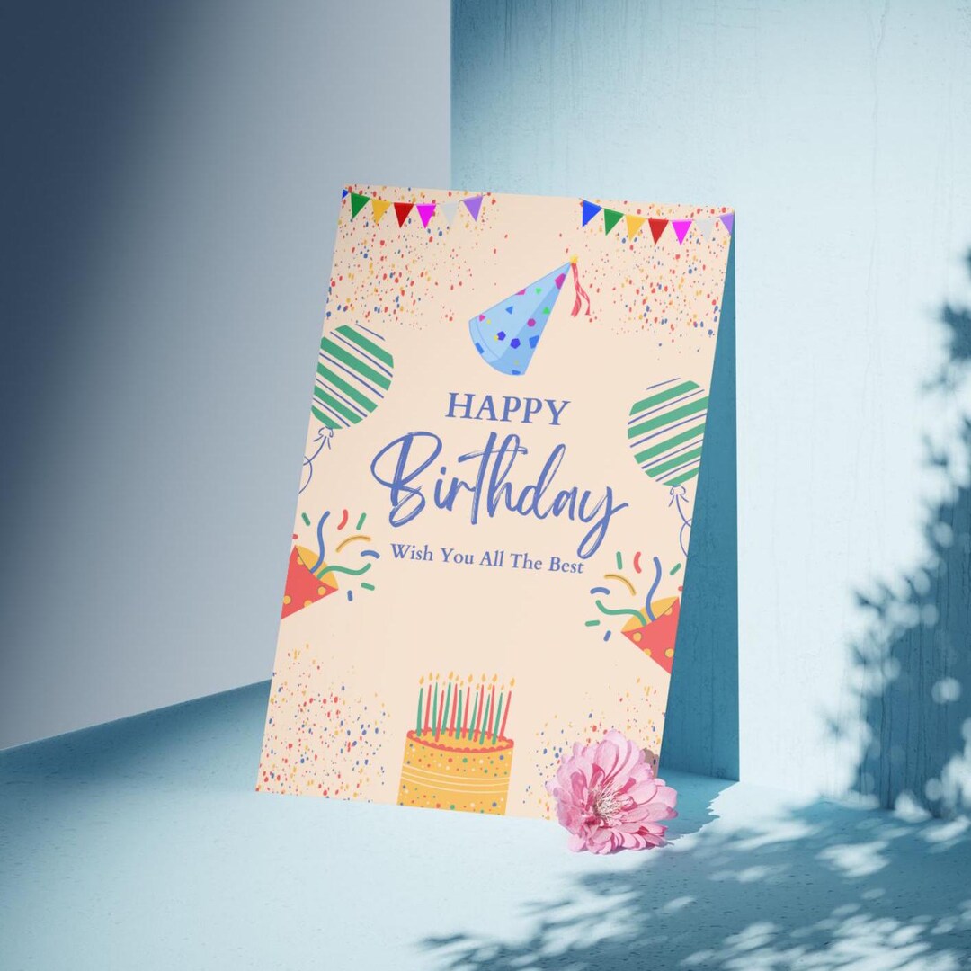 Festive Birthday Celebration Card Design - Etsy