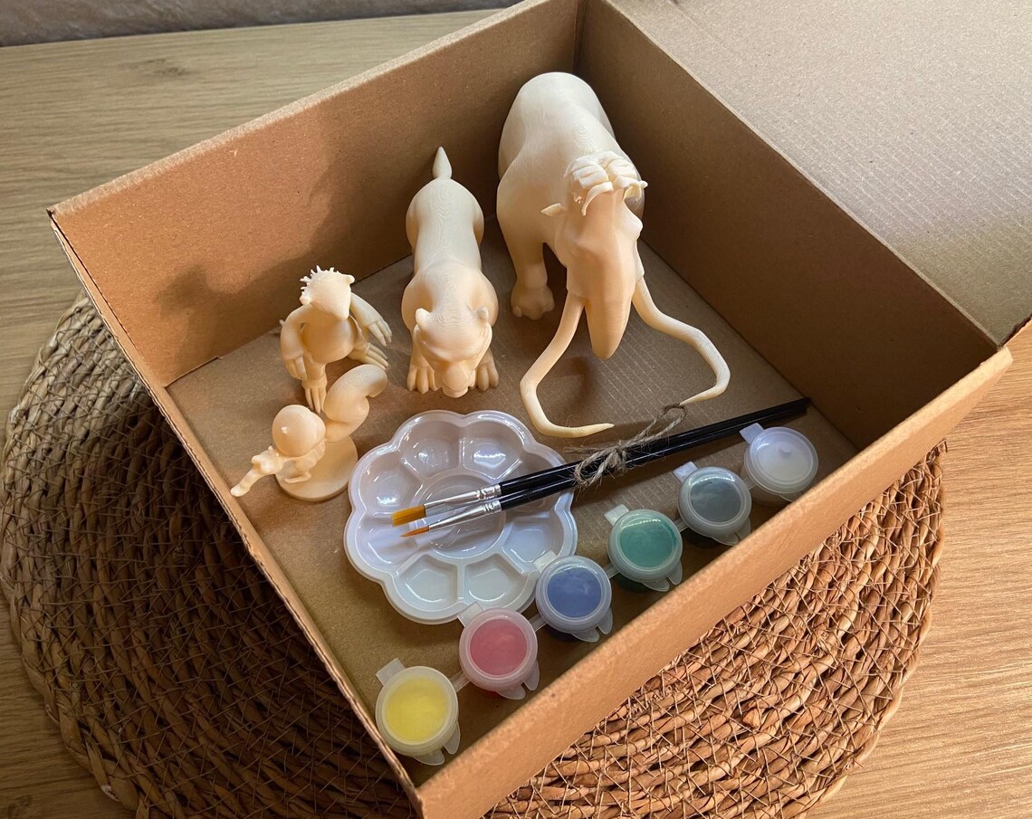 Ice Age Character Painting Set – DIY Craft Kit With Manny, Sid, Diego and Scrat - 3D Printed ...