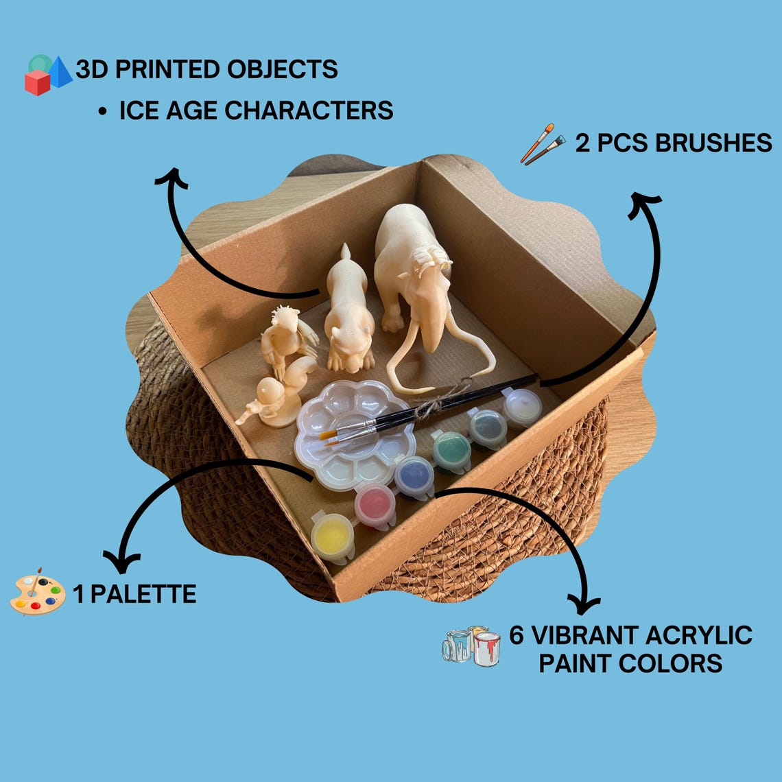 Ice Age Character Painting Set – DIY Craft Kit With Manny, Sid, Diego and Scrat - 3D Printed ...
