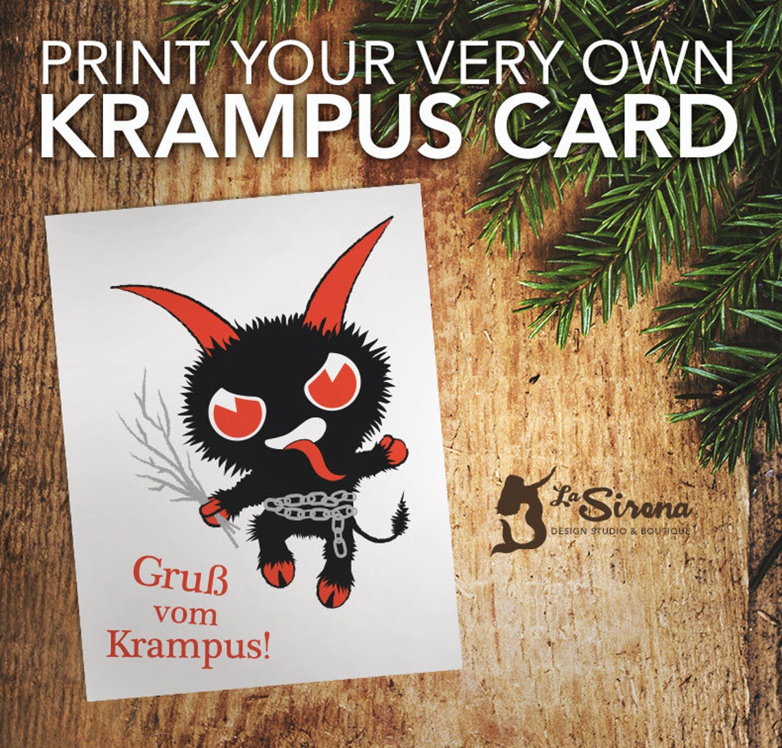 Printable Krampus Christmas Card - Etsy