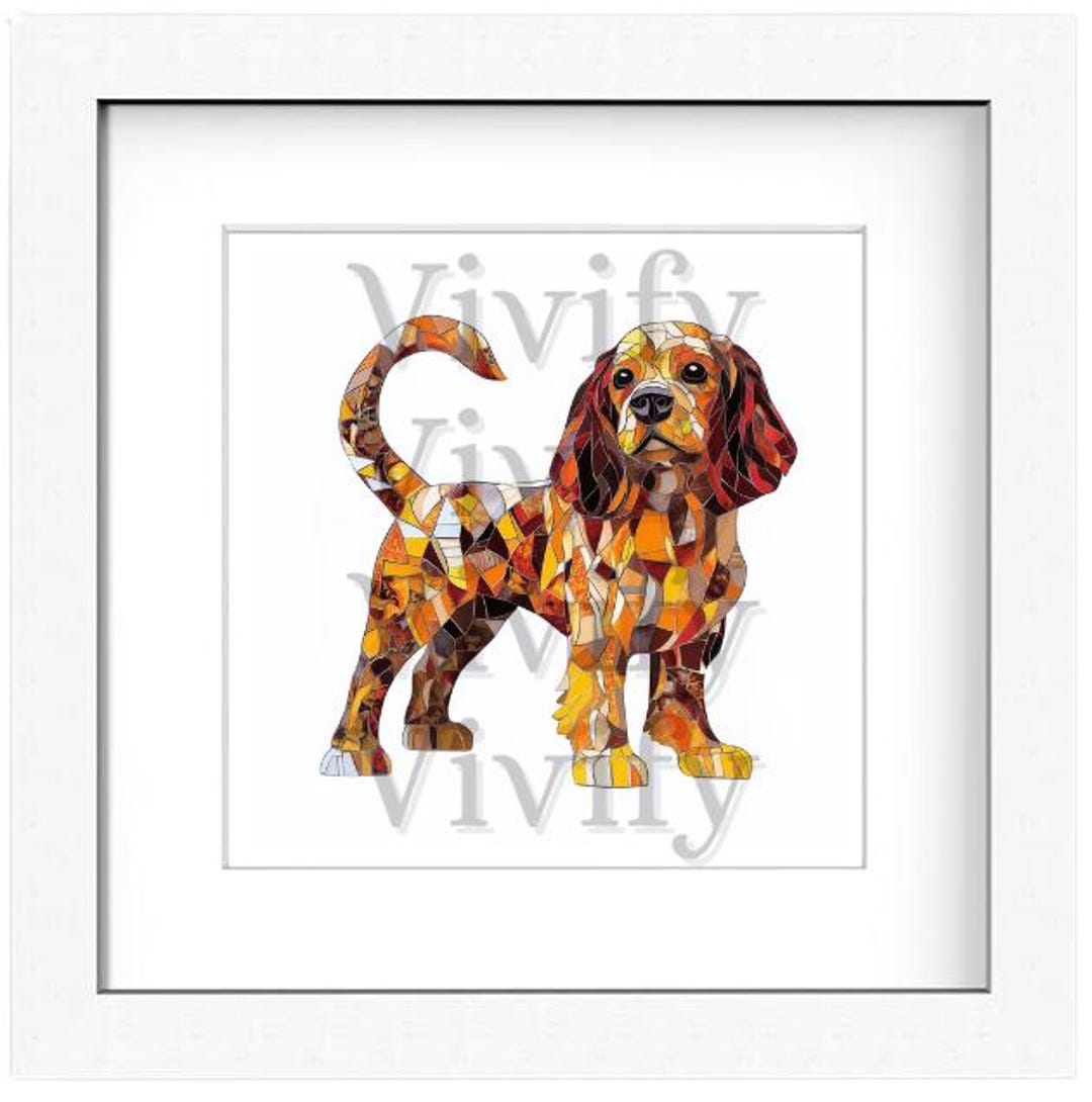 English Cocker Spaniel Stained Glass Art Print - Limited Edition ...