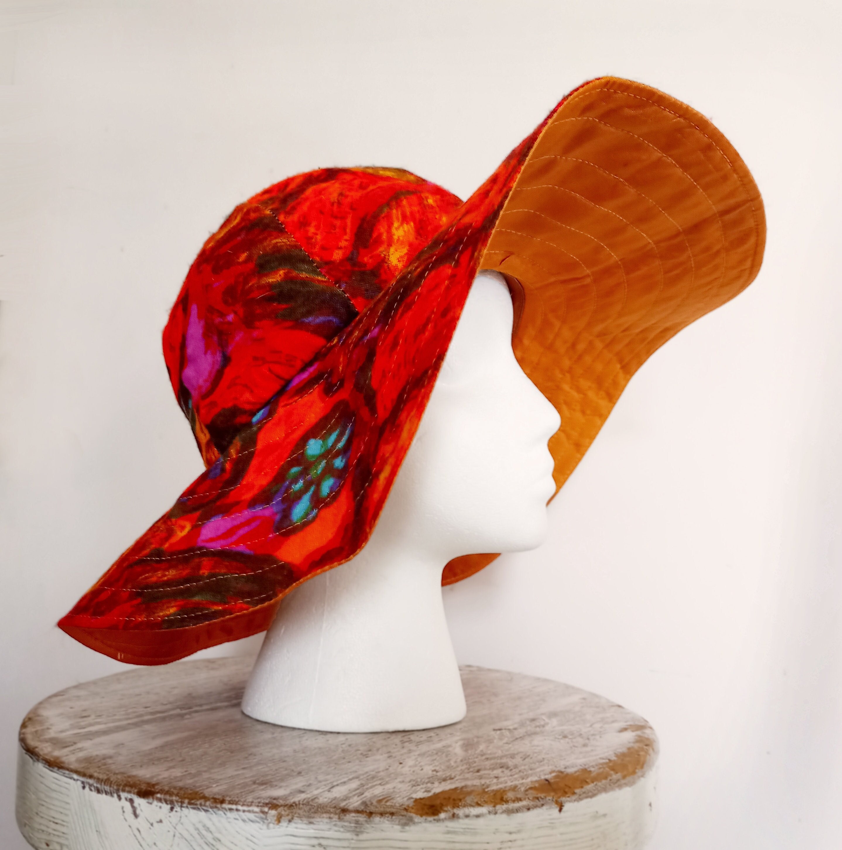 60s 70s Vintage Sun Hat Flower Power - Etsy