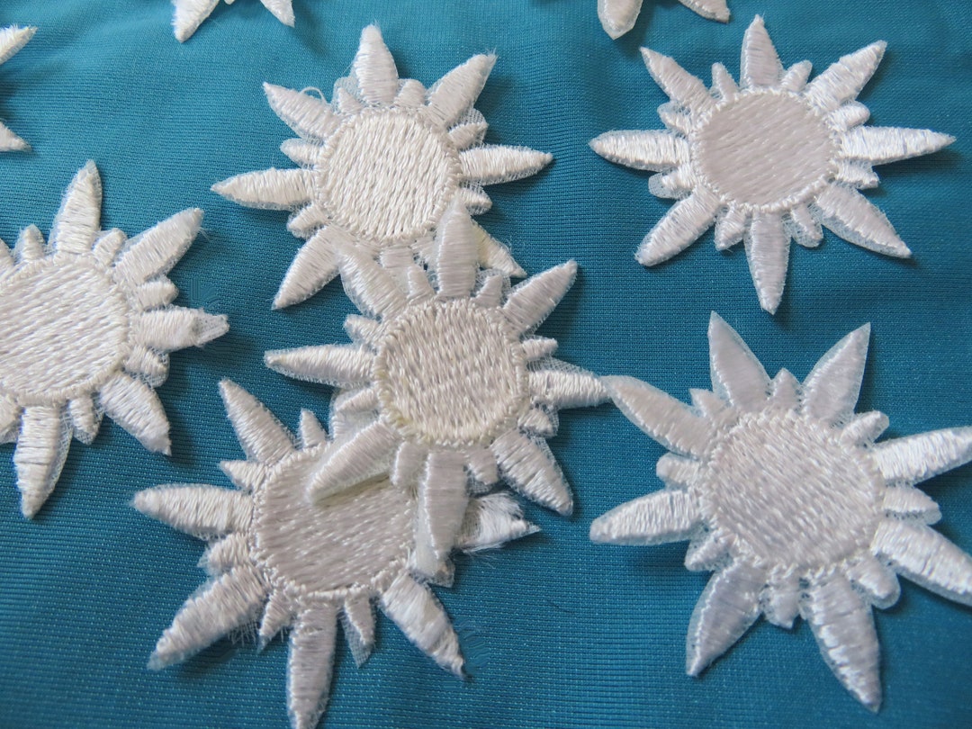 Flowers White Sun - Iron on Applique - Embroidered Patch - 2 Size - Etsy