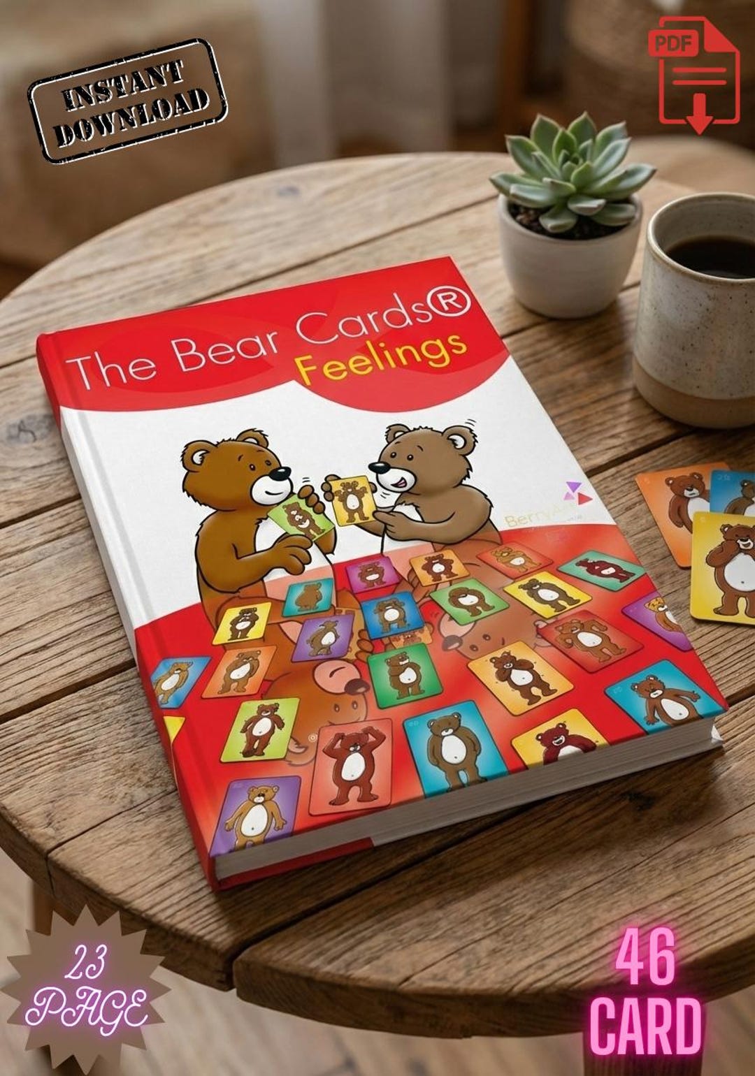Feelings Bear Cards Printable PDF | 48 Emotional Flashcards for Kids ...