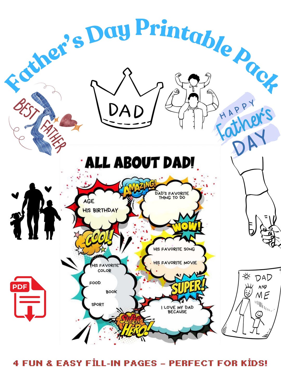 Father’s Day Interview Pages for Kids | All About My Dad Printable ...