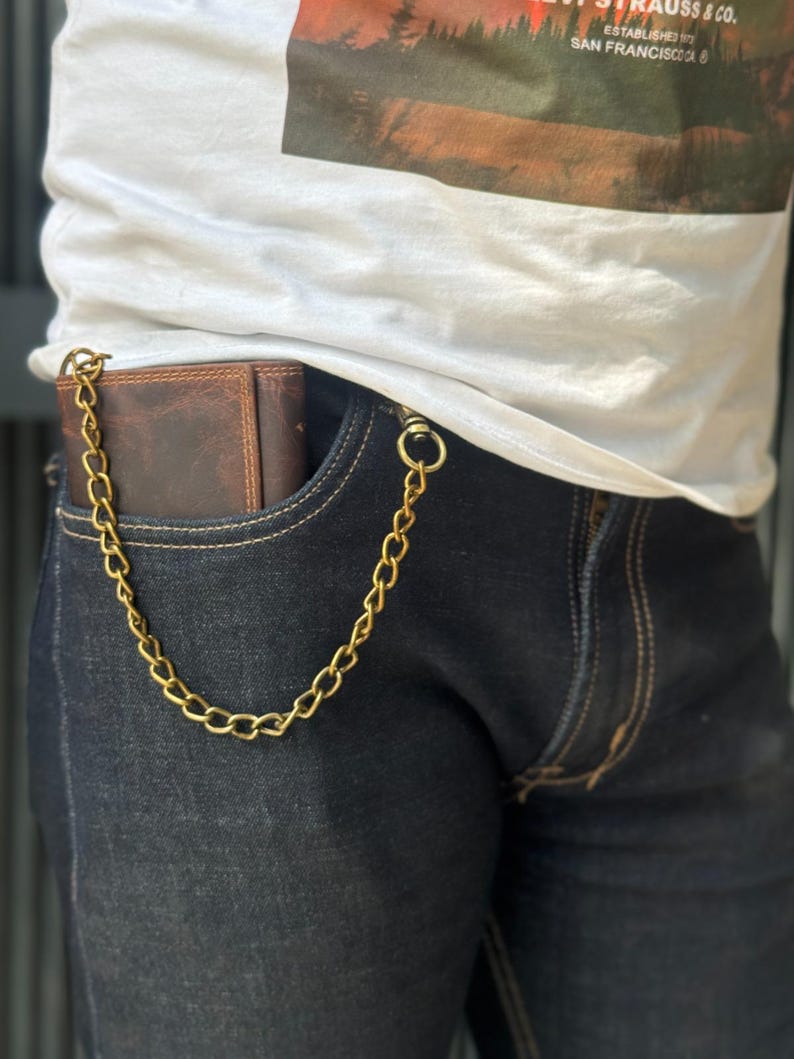Leather Biker Wallet With Chain – RFID Blocking Trifold Men’s Wallet - Etsy