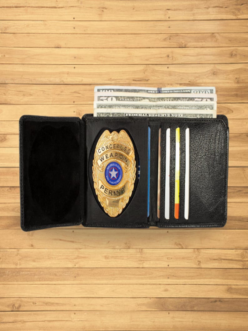 Leather Bi-fold Badge Wallet: Police & Law Enforcement ID Holder - Etsy