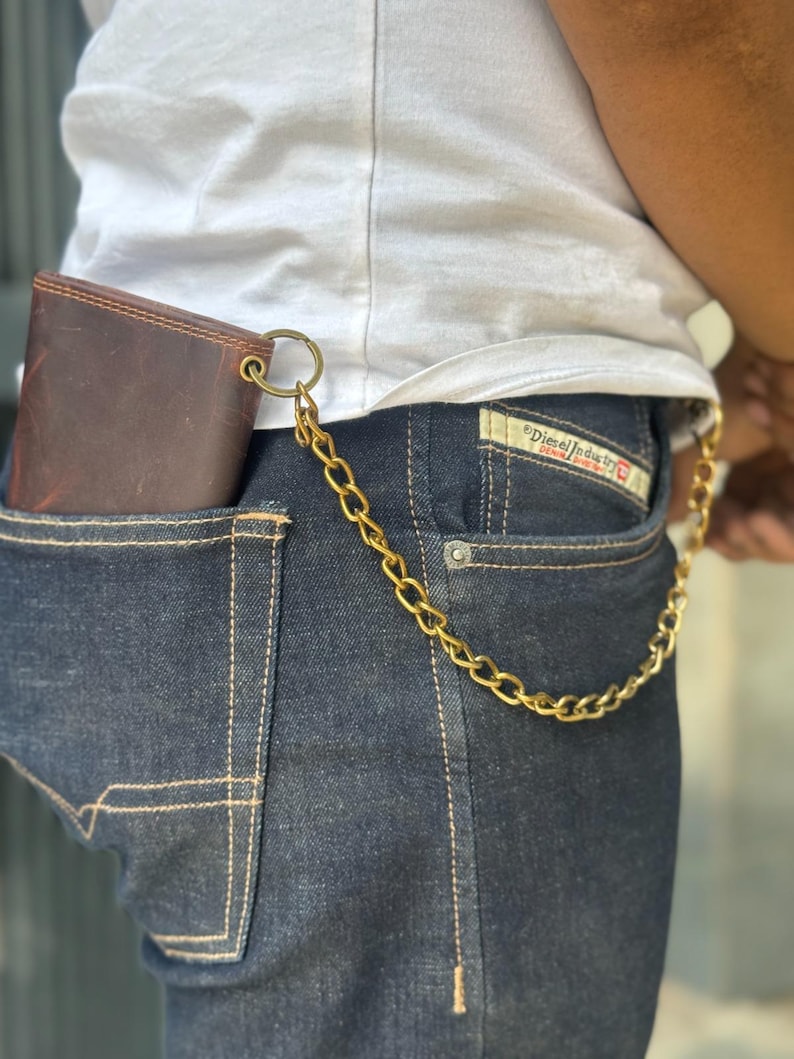 Leather Biker Wallet With Chain | RFID Blocking Trifold Wallet for Men ...