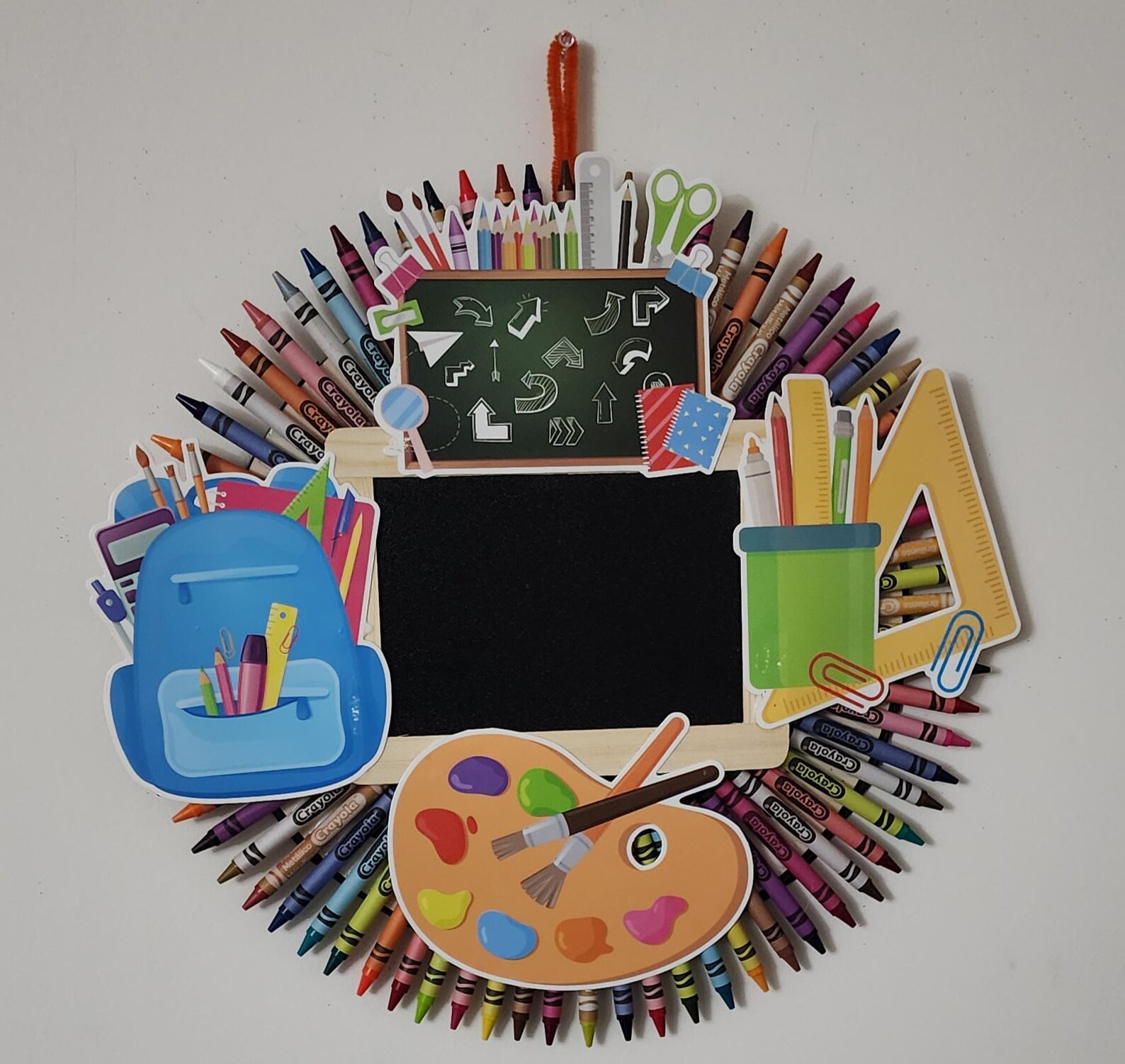 Crayon Wreath for Teacher – 16" Classroom Door Decor – Back to School ...