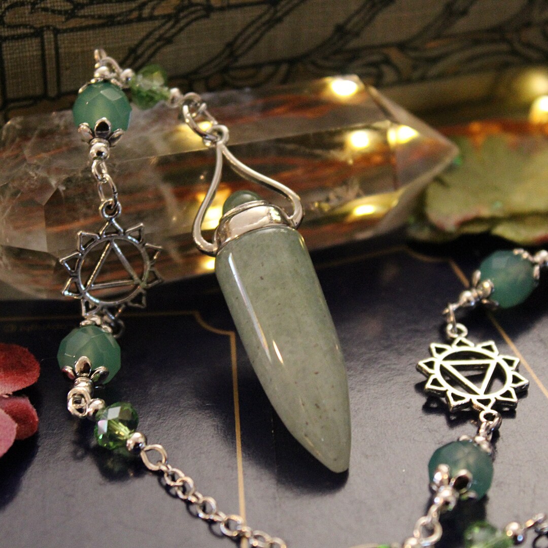 Divination Pendulum Green Aventurine Crystal Small Dowsing Tool, Witchy ...