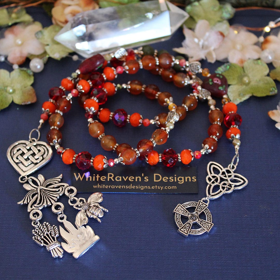 Witches Ladder Brigid Goddess Pagan Prayer Beads Irish Deity Mala ...