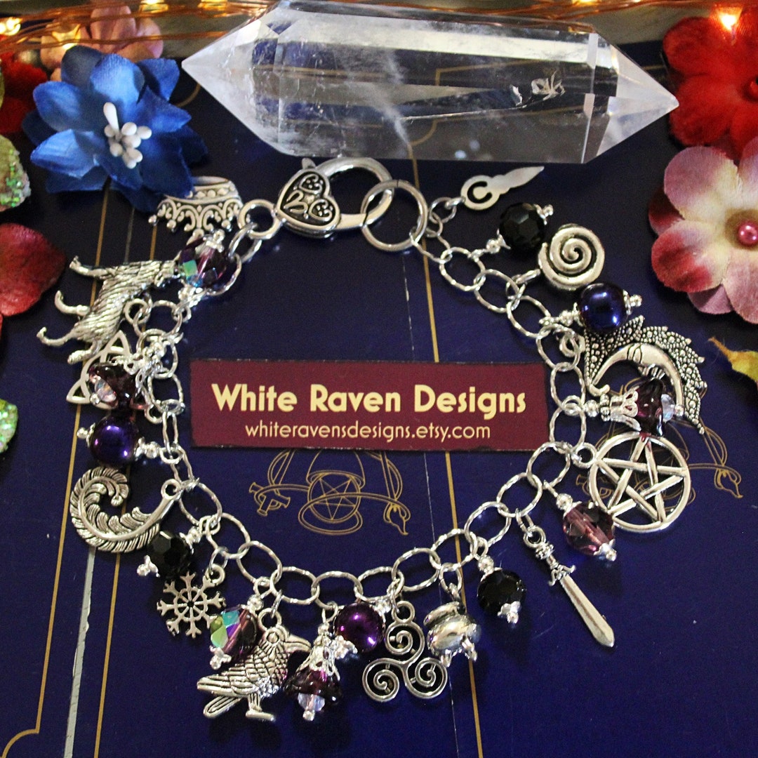 The MORRIGHAN Dark Goddess Pagan Charm Bracelet, Irish Celtic Mythology ...