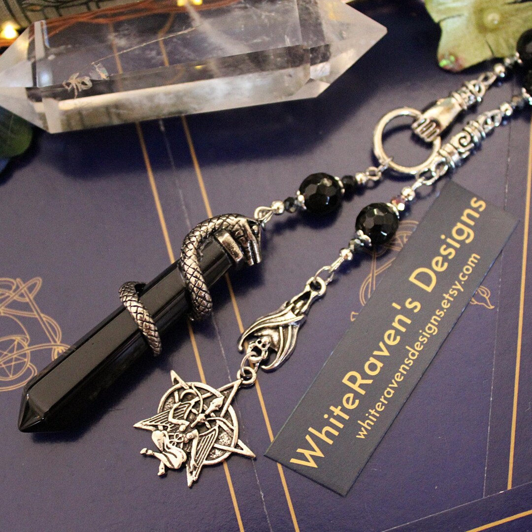 Baphomet Obsidian Crystal Pendulum Divination Tool, Knights Templar ...