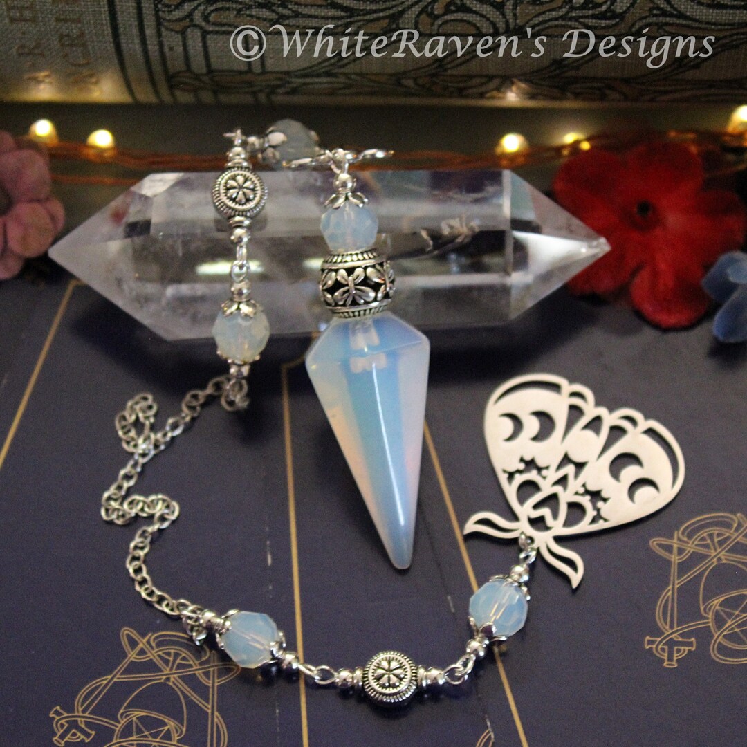 Luna Moth Pendulum Divination Tool, Opalite Crystal Pendulum, Scrying ...
