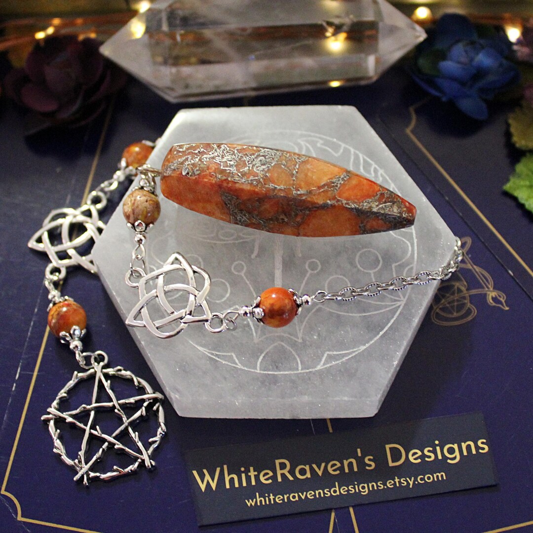 Imperial Jasper Divination Pendulum Dowsing Tool, Large Heavy Scrying ...
