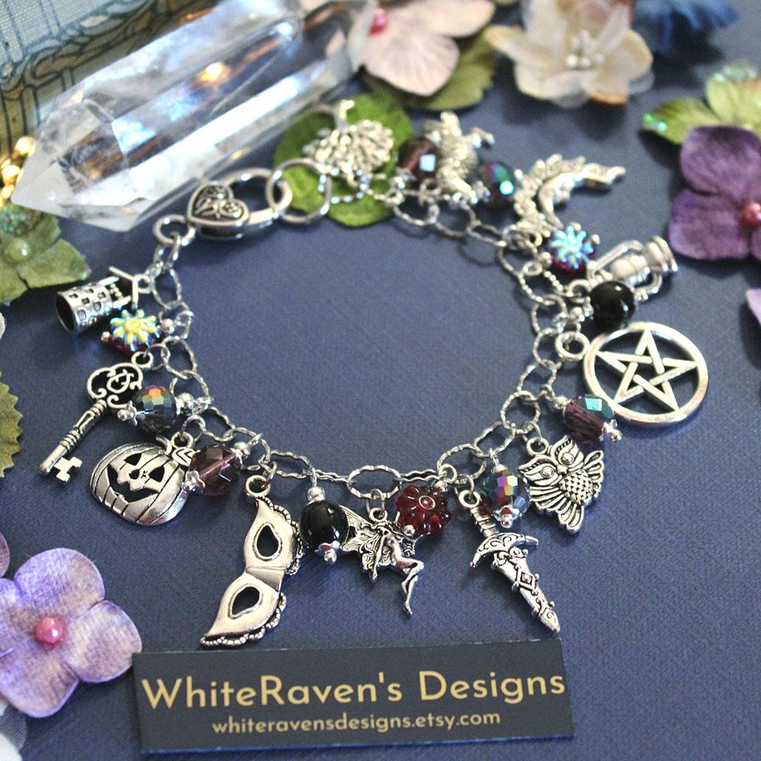 Hecate Charm Bracelet: Pagan Goddess Jewelry With Owl, Moon & Pentacle ...