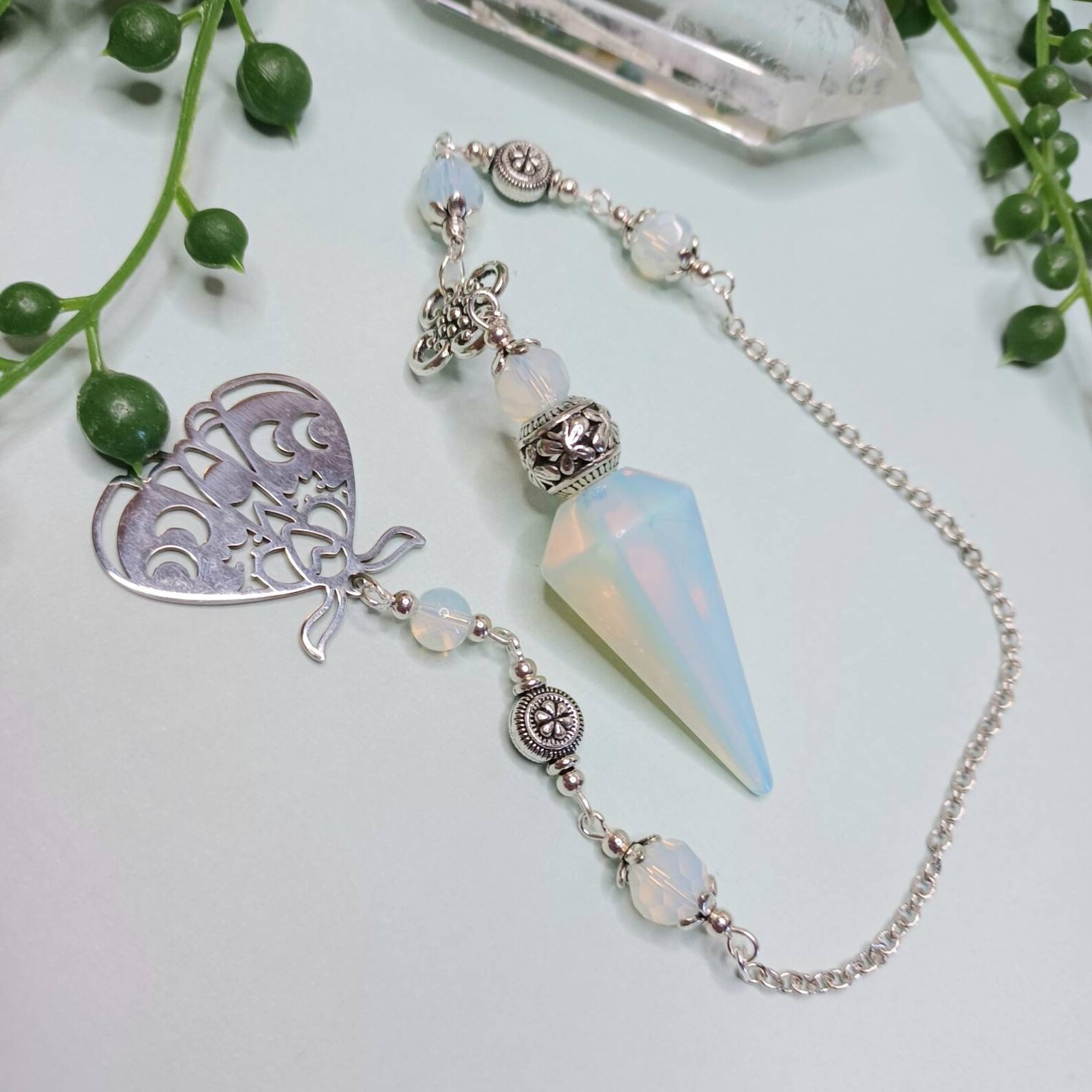 Luna Moth Pendulum Divination Tool Opalite Crystal Pendulum - Etsy