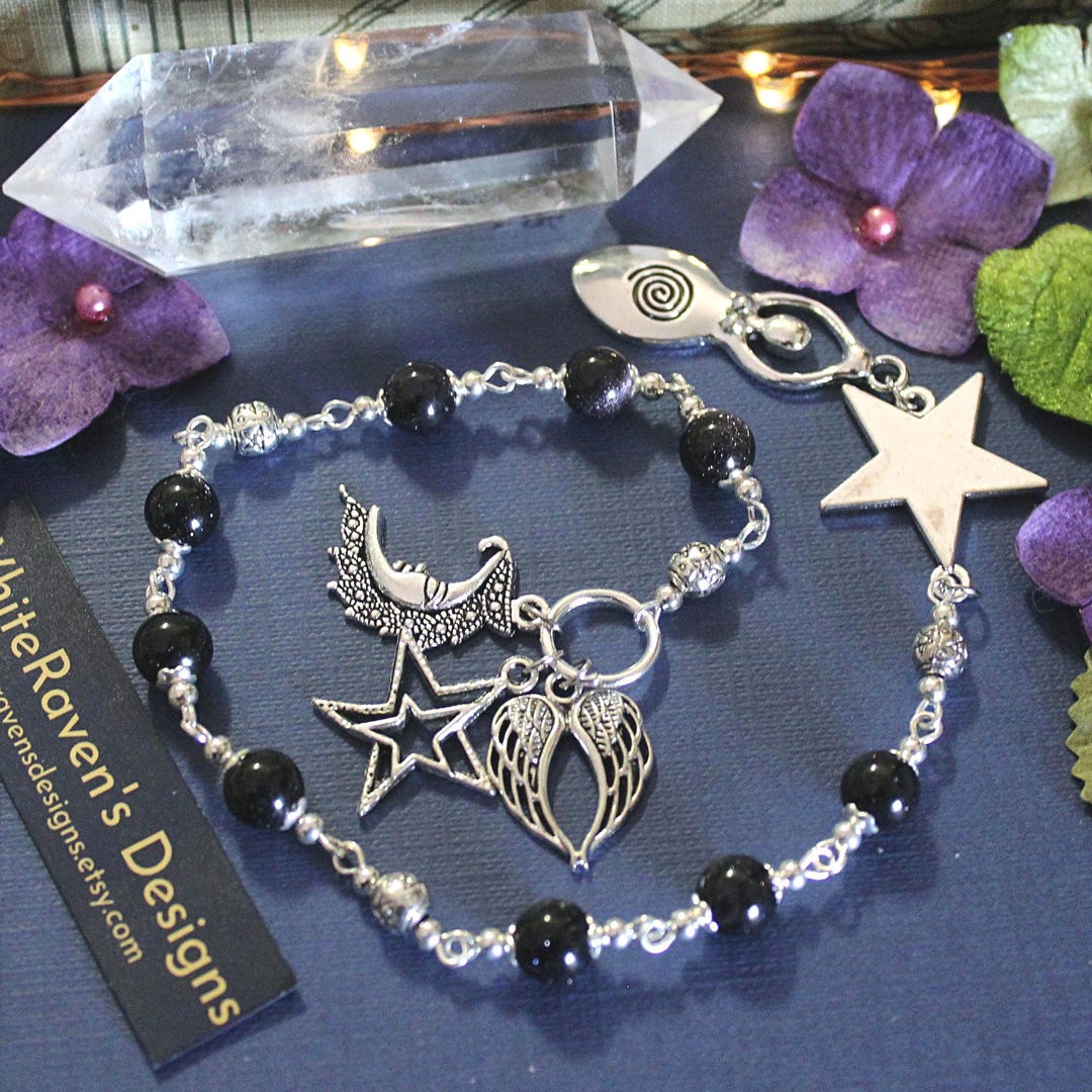 NYX Goddess Witch Ladder: Goldstone Prayer Beads, Wiccan Meditation ...