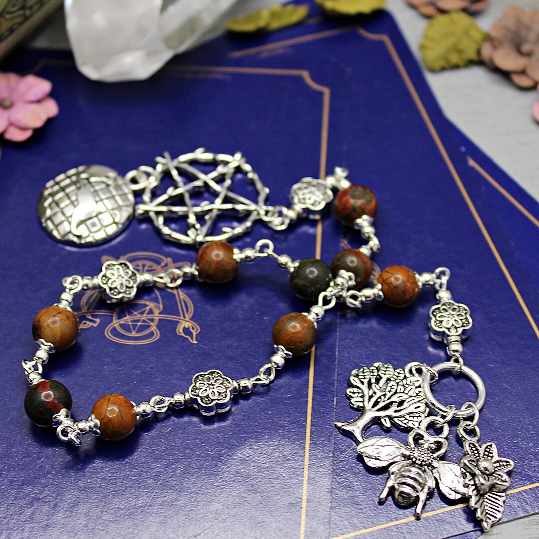 Gaia Pagan Prayer Beads Meditation Tools. Wiccan Altar Spell Beads ...