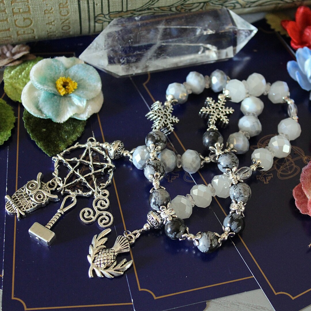 Witches Ladder Cailleach Goddess Pagan Prayer Beads Scottish Deity Mala ...