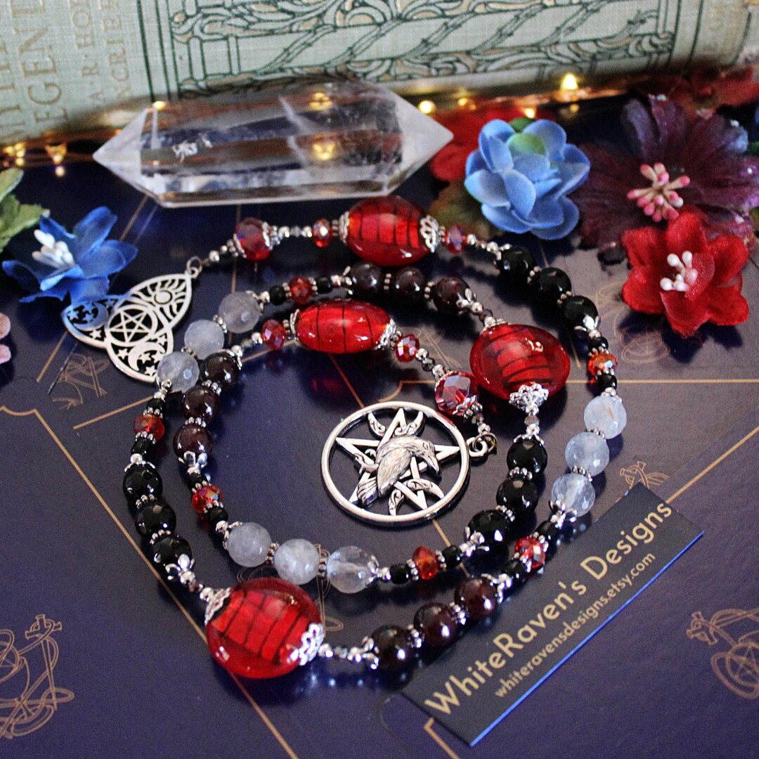 Witches Ladder Morrigan Goddess Deluxe Pagan Prayer Beads Meditation ...