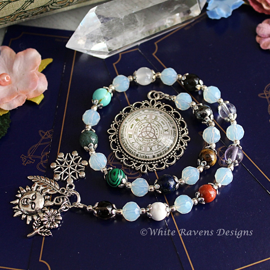 Wheel of the Year Wicca Prayer Beads Meditation Tools. Altar Decor Neo ...