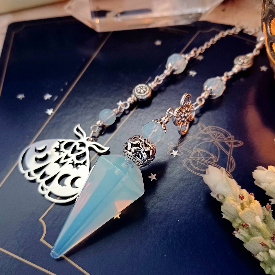 Luna Moth Pendulum Divination Tool, Opalite Crystal Pendulum, Scrying ...