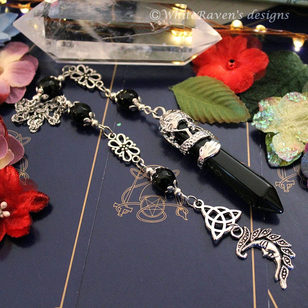Dragon Divination Pendulum Black Onyx Crystal, Australian Made Wicca ...