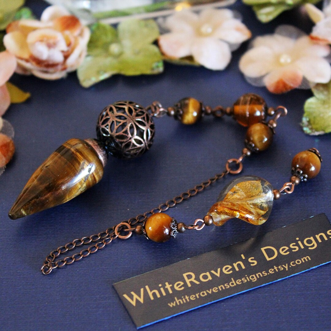 Divination Pendulum Tiger Eye Crystal Dowsing Tool, Witchy Accessories ...