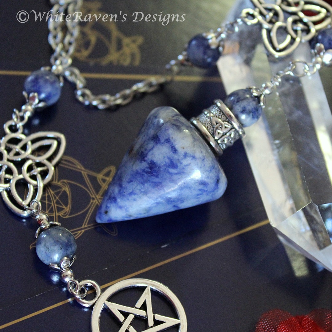 Blue Spot Jasper Pendulum Divination Tools, Triquetra Witchy Gifts Big ...