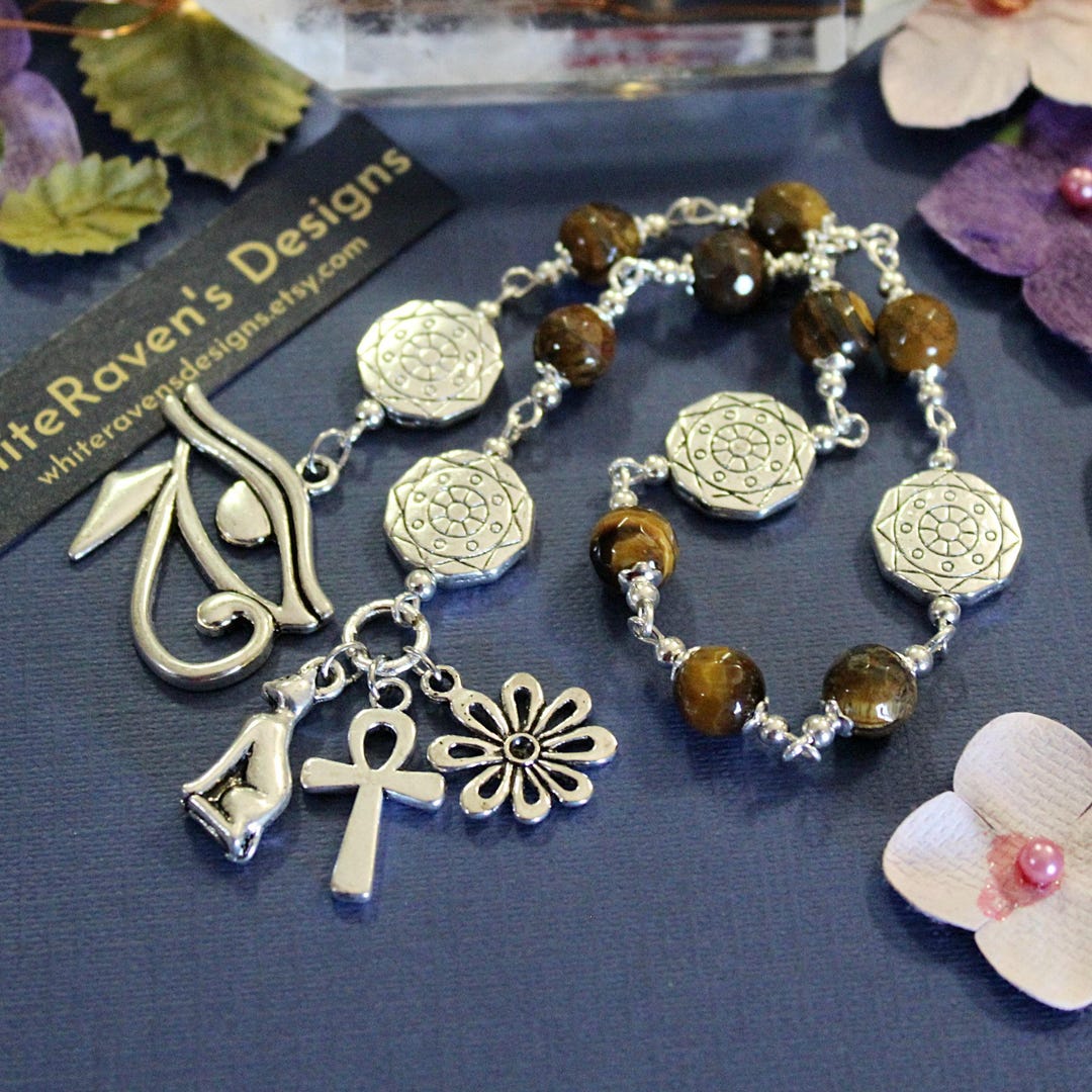 Bast Goddess Prayer Beads: Tiger Eye, Wiccan Pagan Spiritual Tool - Etsy