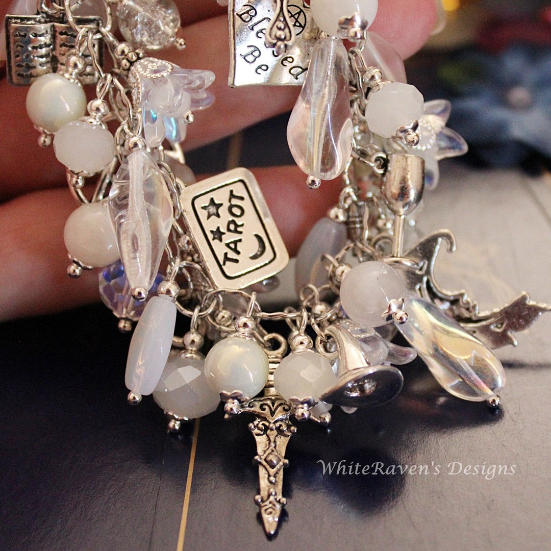 WHITE WITCH Charm Bracelet, Pagan Wicca Aesthetic Jewelry, Artisan Made ...