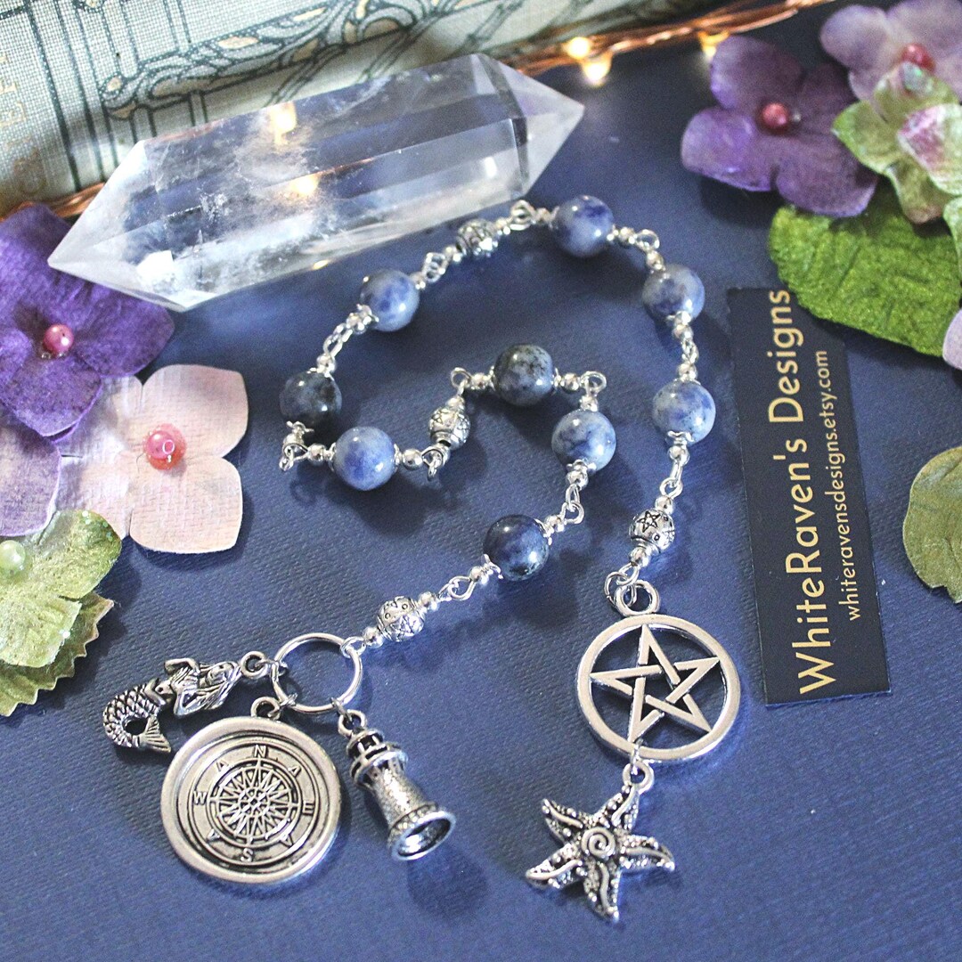 Sea Witch Witches Ladder: Wicca Prayer Beads With Blue Jasper and ...