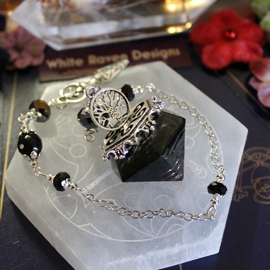 Black Onyx Resin Pendulum Divination Tool, Tree of Life Yggdrasil ...