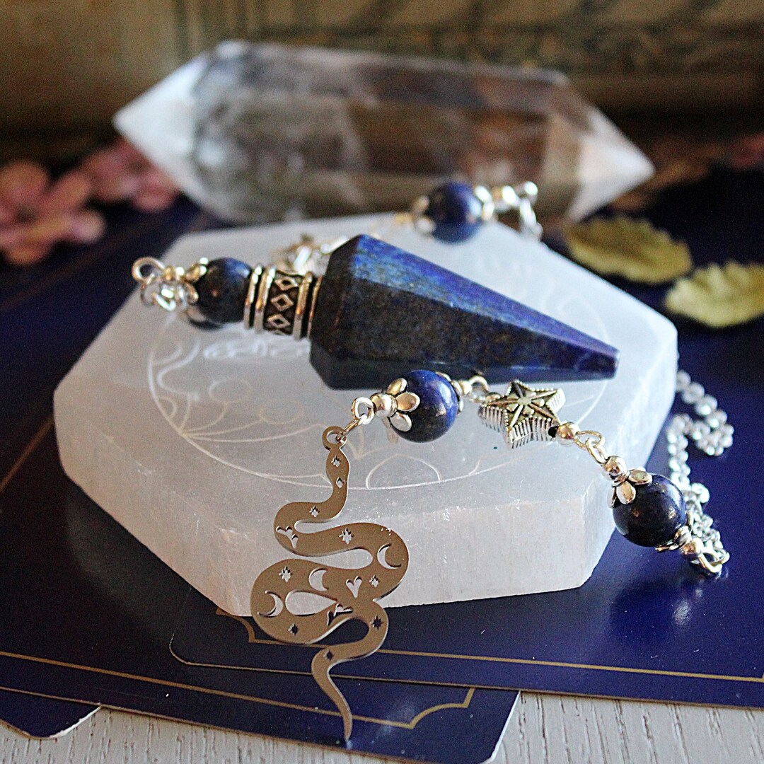 Lapis Lazuli Crystal Pendulum Divination Tool, Male Witch Dowsing ...