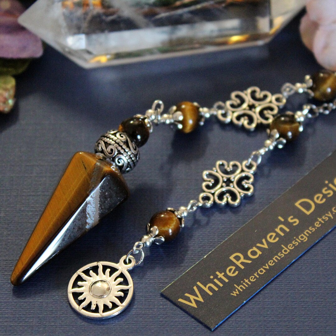 Pendulum Divination Tool, Tigers Eye Crystal Scrying Dowsing Pendulum ...