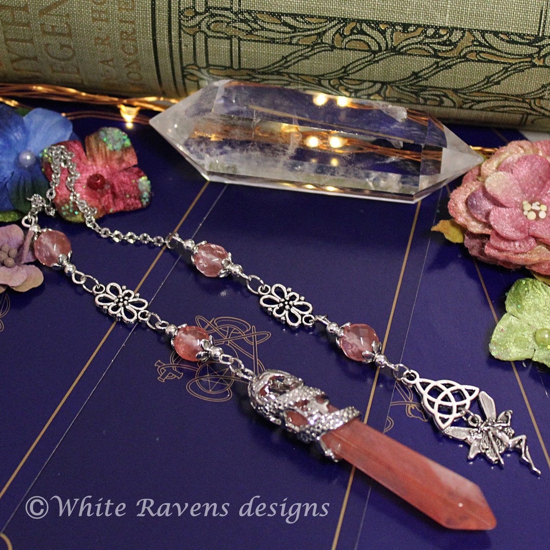 Divination Pendulum Cherry Quartz Wicca Altar Tools Witchy Gifts ...