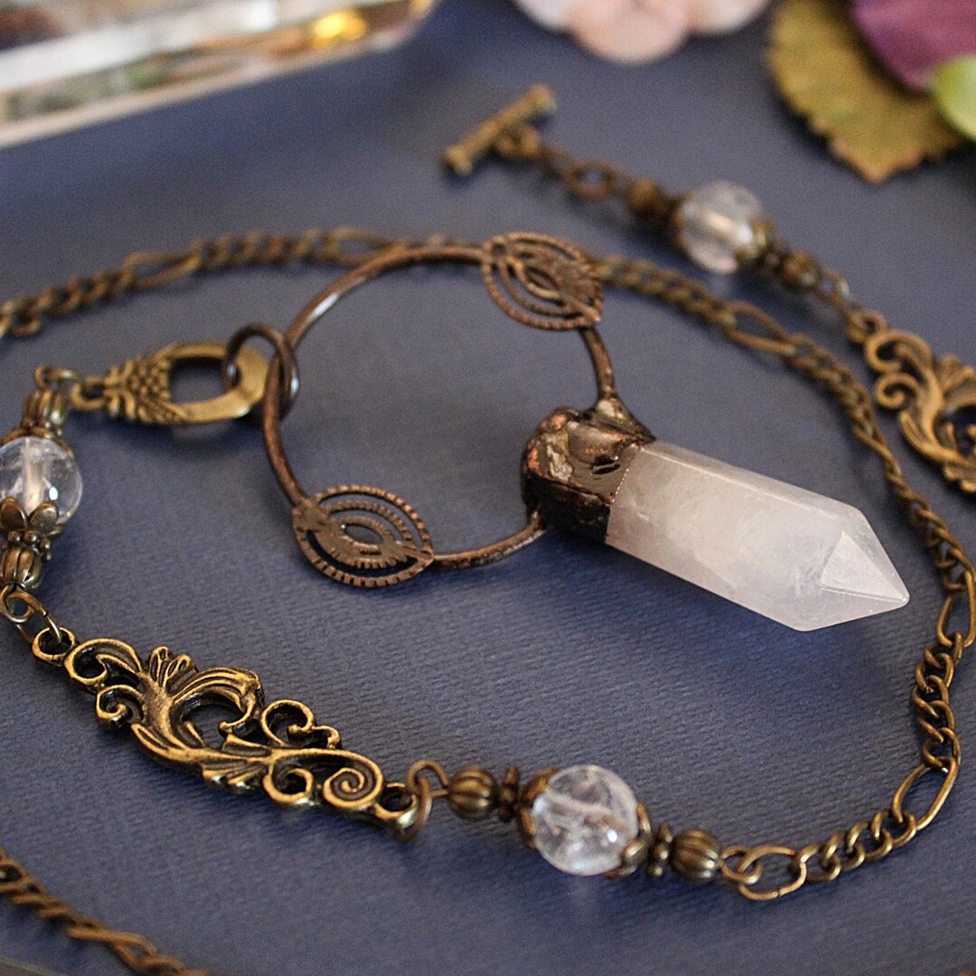 Pendulum Necklace Quartz Crystal Wiccan Divination Tools, Handmade ...