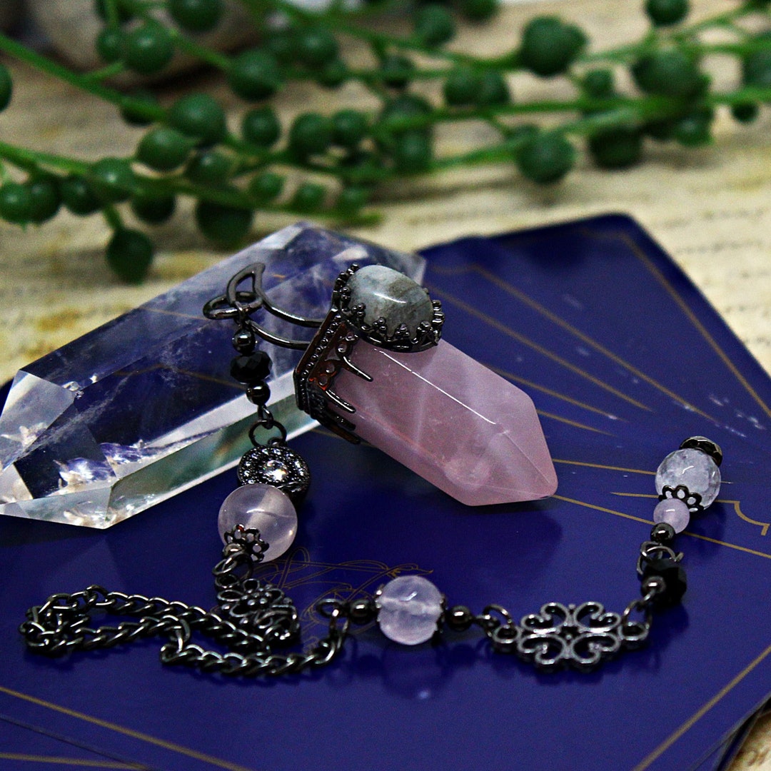 Rose Quartz Crystal Pendulum Divination Tools, Witchy Gothic Decision ...