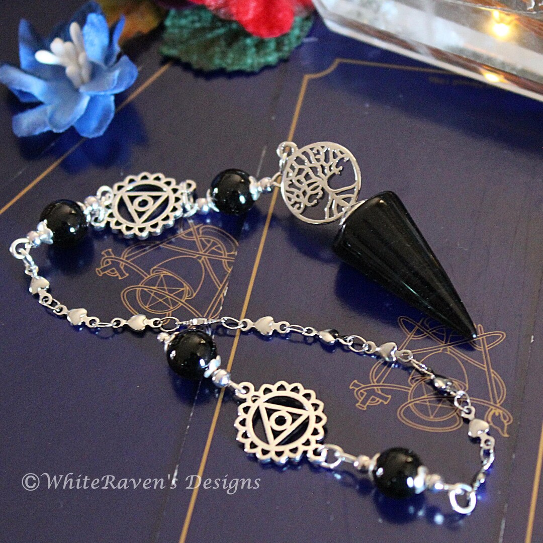 Obsidian Pendulum Dowsing Tool, Tree of Life Divination Pendulum ...