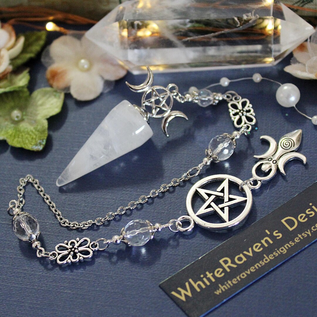 Crystal Goddess Divination Pendulum: Triple Moon Pentagram Dowsing Tool ...