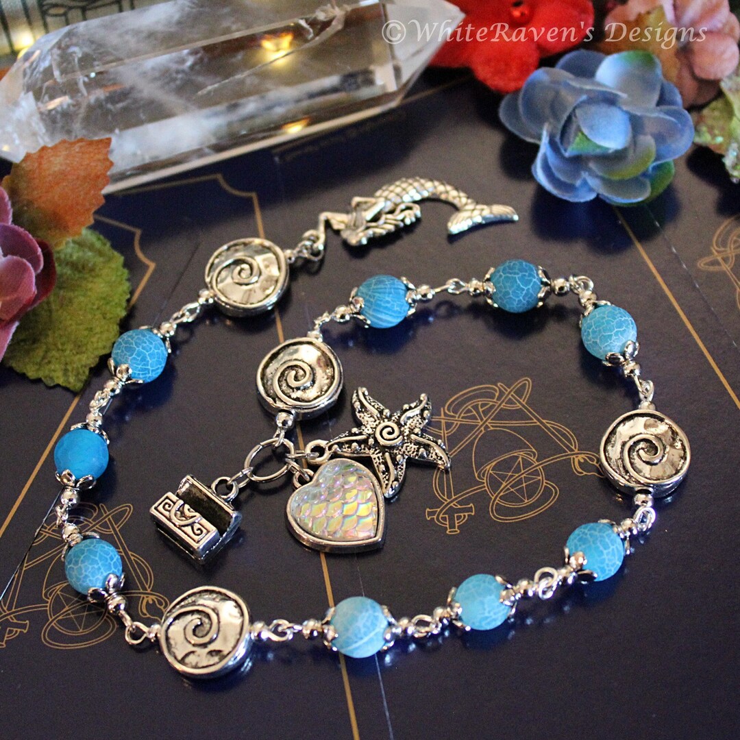 Mermaid Realms Witches Ladder Prayer Beads, 9 Bead Sea Witch Rosary ...